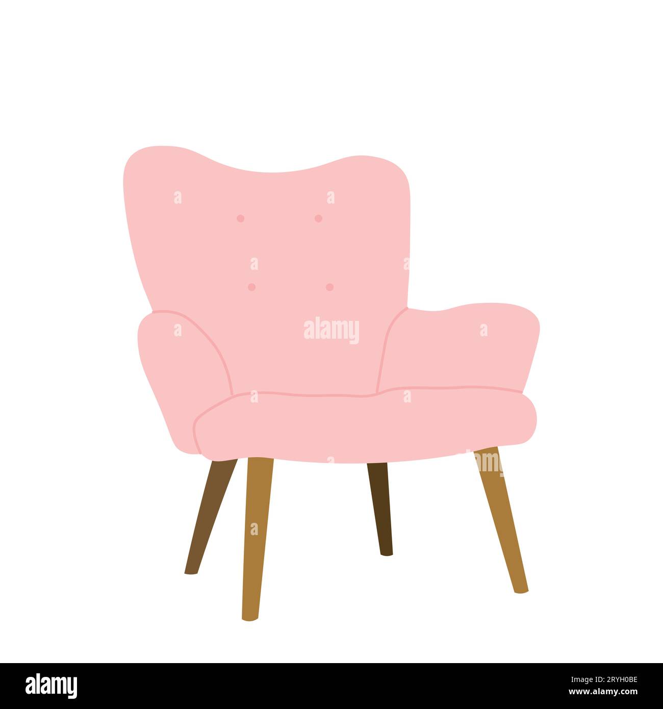Modern comfortable armchair. Stylish furniture Hand drawn. Isolated on ...