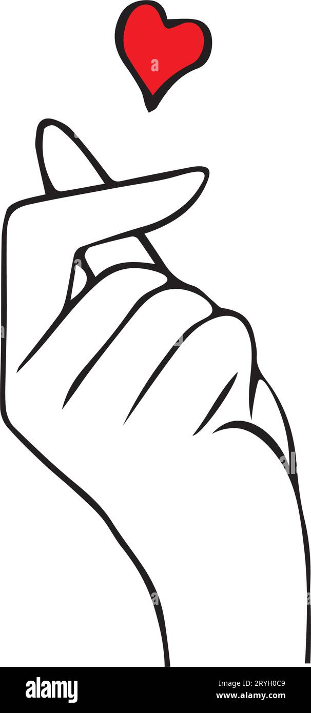 Korean symbol hand heart, a message of love hand gesture. The hand ...