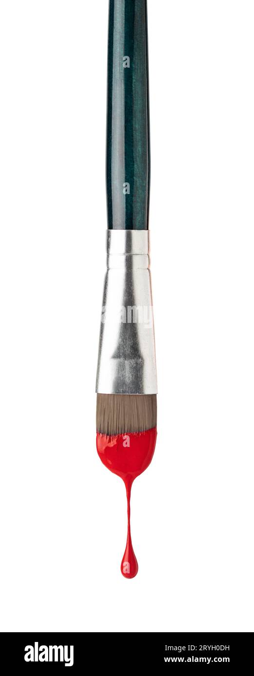 Paintbrush with red paint Stock Photo - Alamy