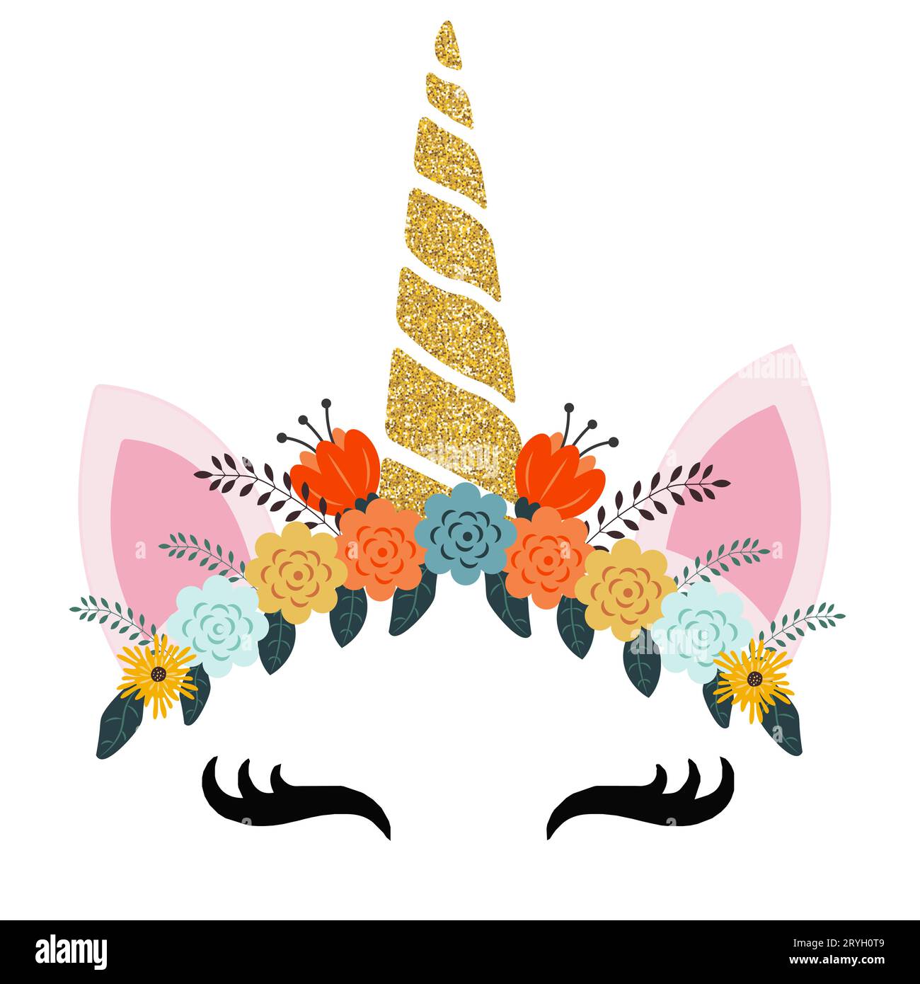 Unicorn Face Template Invitation Cute Unicorn Face Flowers Unicorn