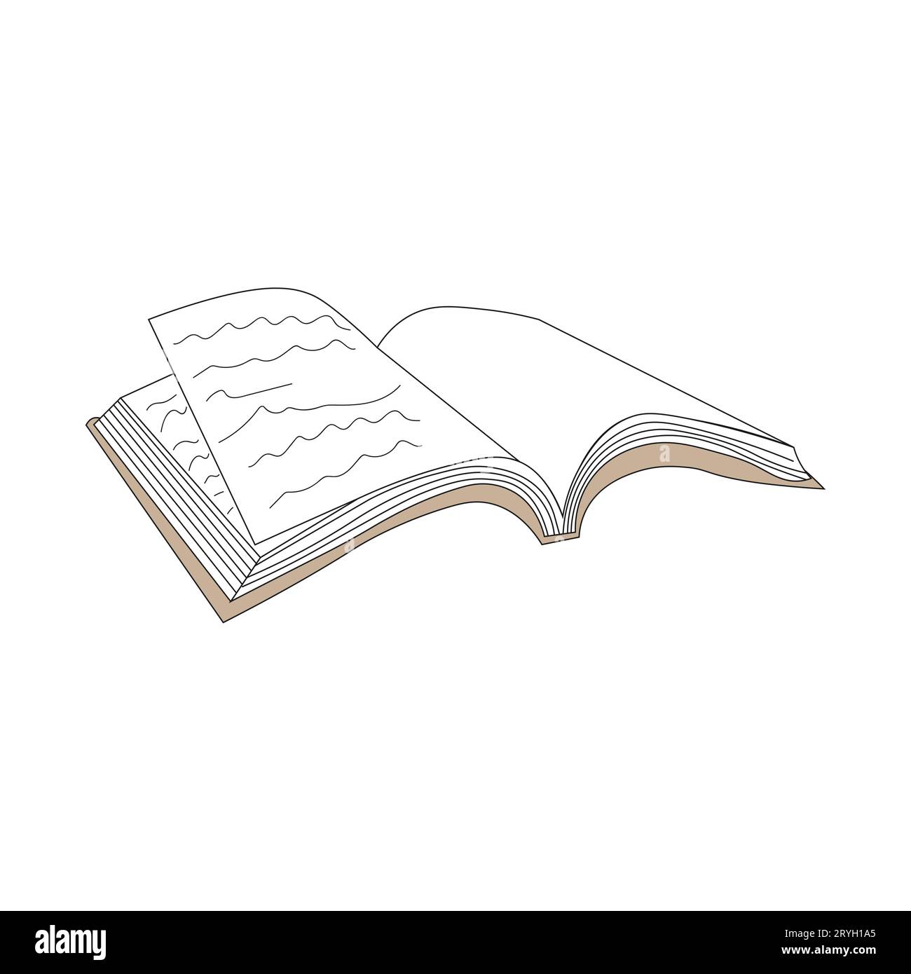 One line drawing of notebook on the desk.Line drawing open notebook ...