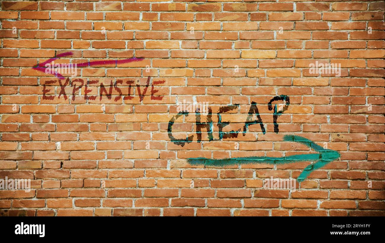 Street Sign Cheap versus Expensive Stock Photo - Alamy