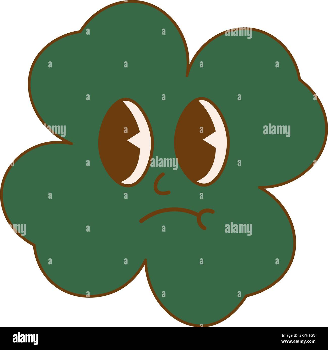 Trendy retro cartoon character clover with four leaf. Happy Saint ...