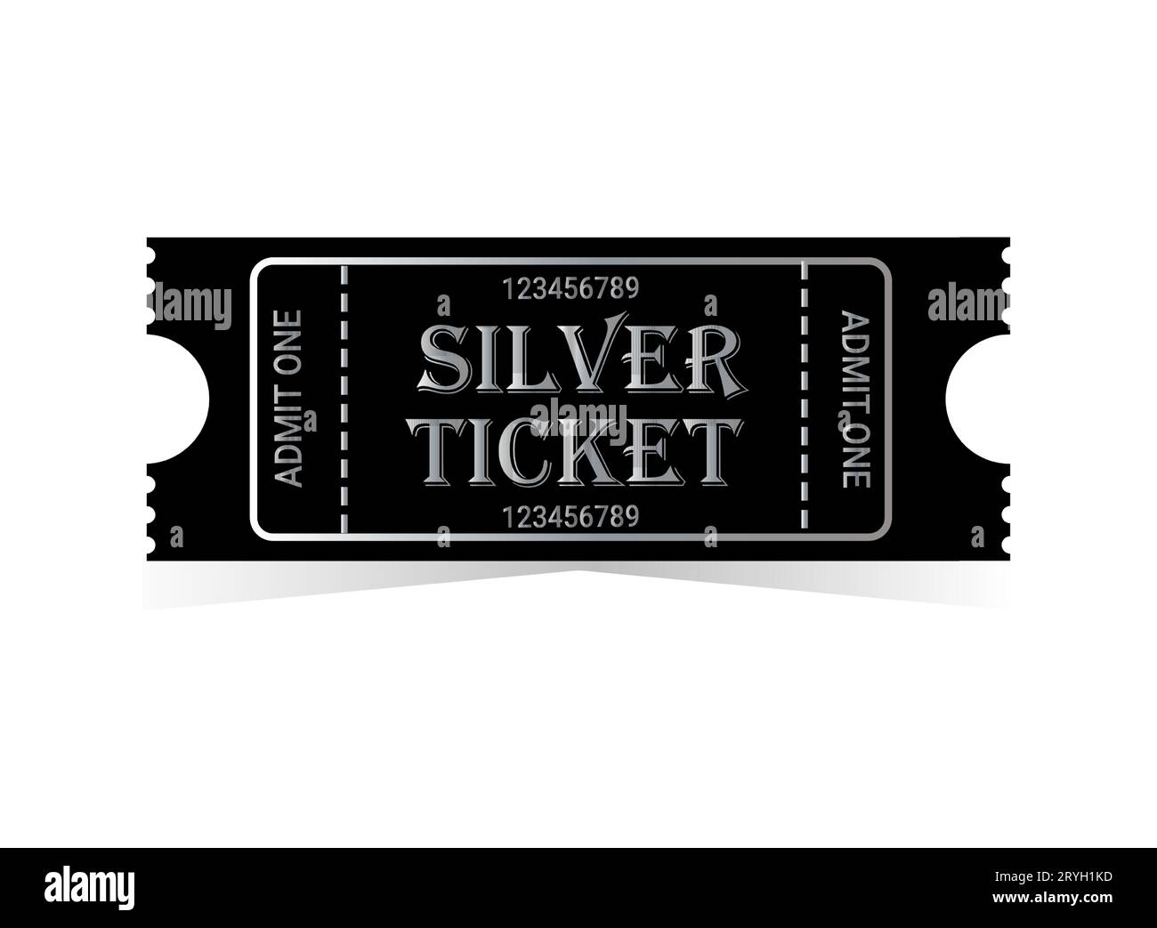 Silver ticket isolated on white background. Useful for any festival ...