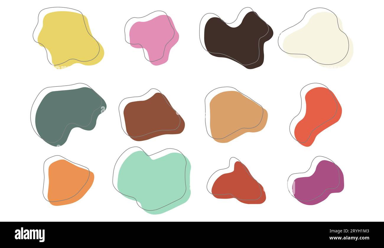 Simple line frame set illustration. Round loose curve frame decoration ...