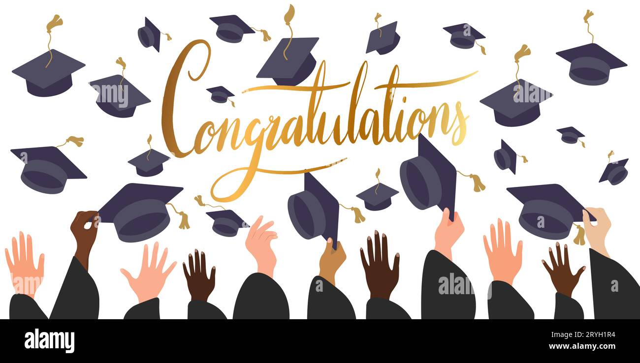 Throwing Graduation Caps In The Air Clipart
