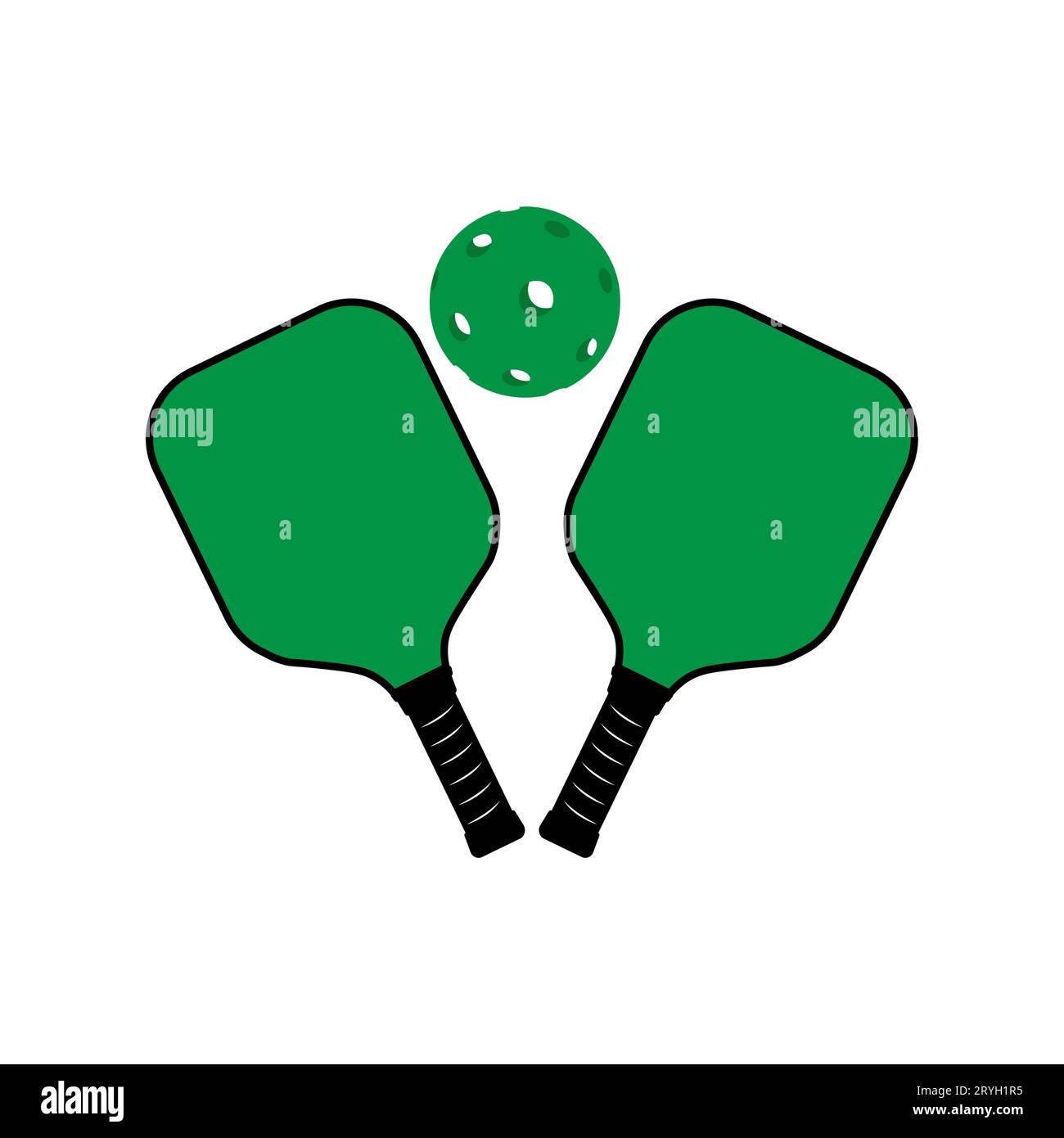 Pickleball with a ball and a rackets for playing. Isolate on white ...