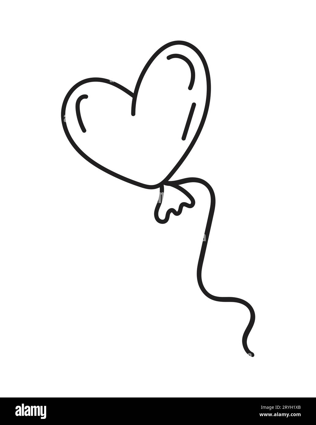 Heart shaped balloon. Hand-drawn illustration in doodle style. Perfect ...