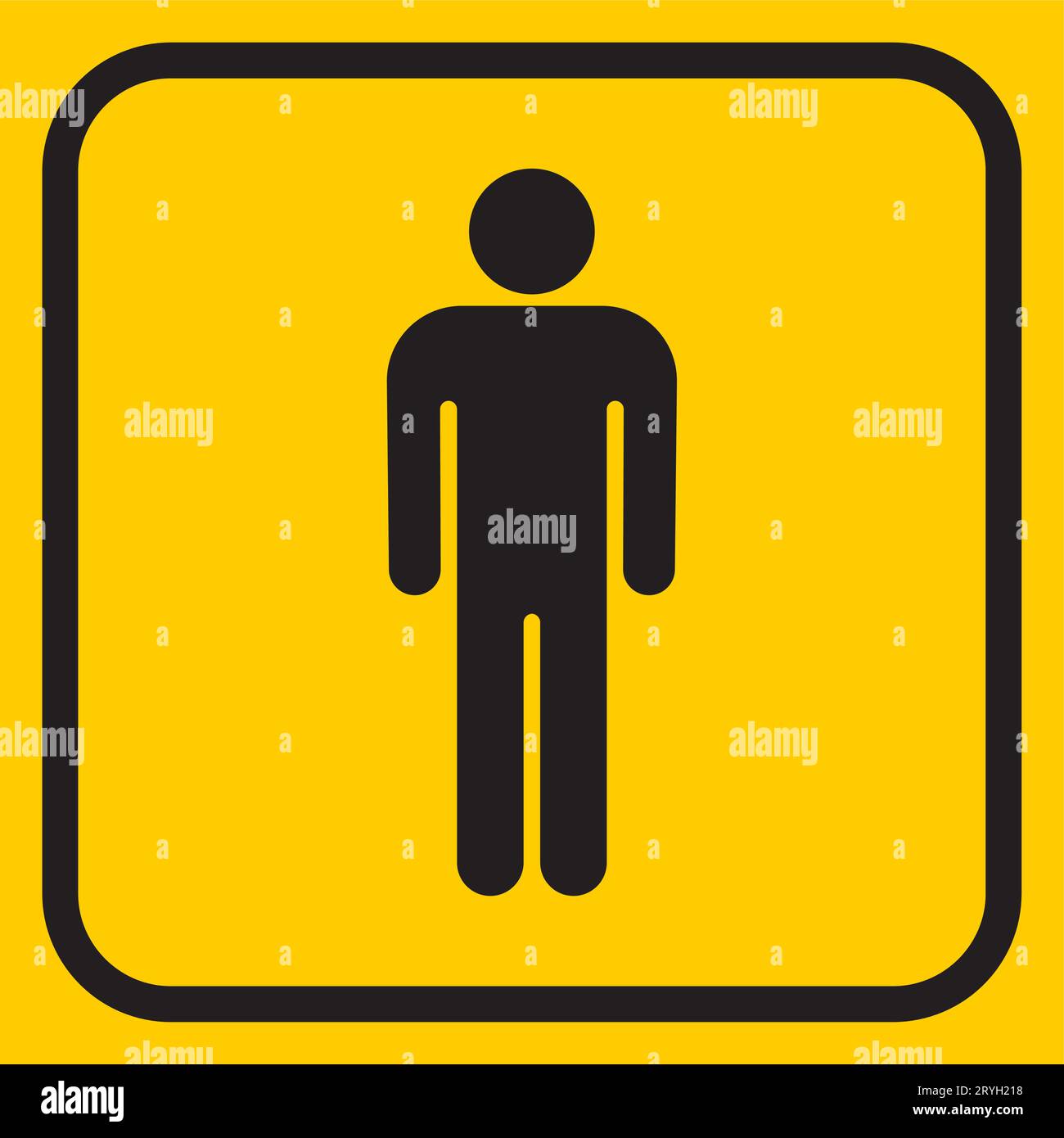 Man line icon on yellow background. Male symbol. Vector illustration ...