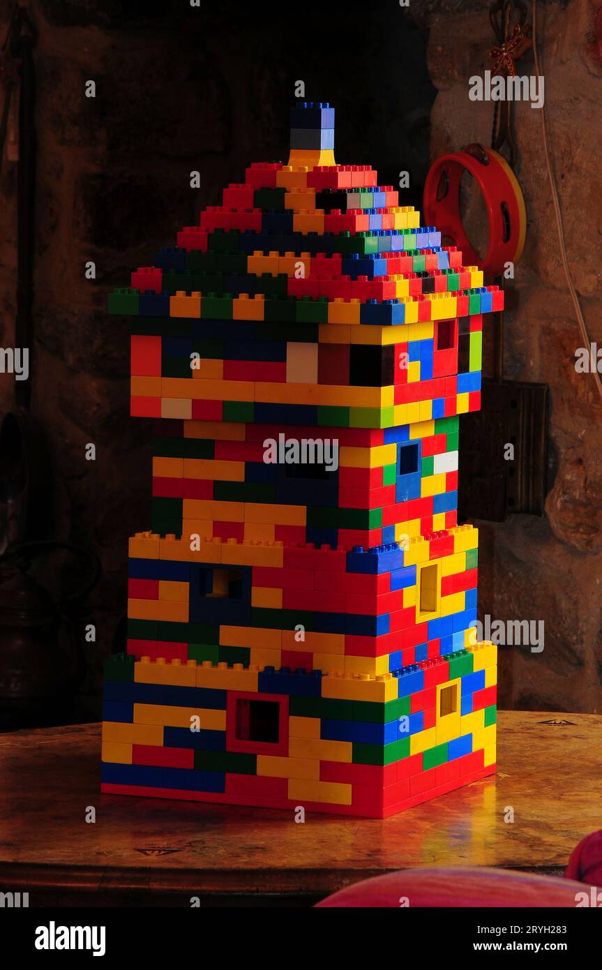 Four-storey house built with Duplo construction bricks for toddlers ...