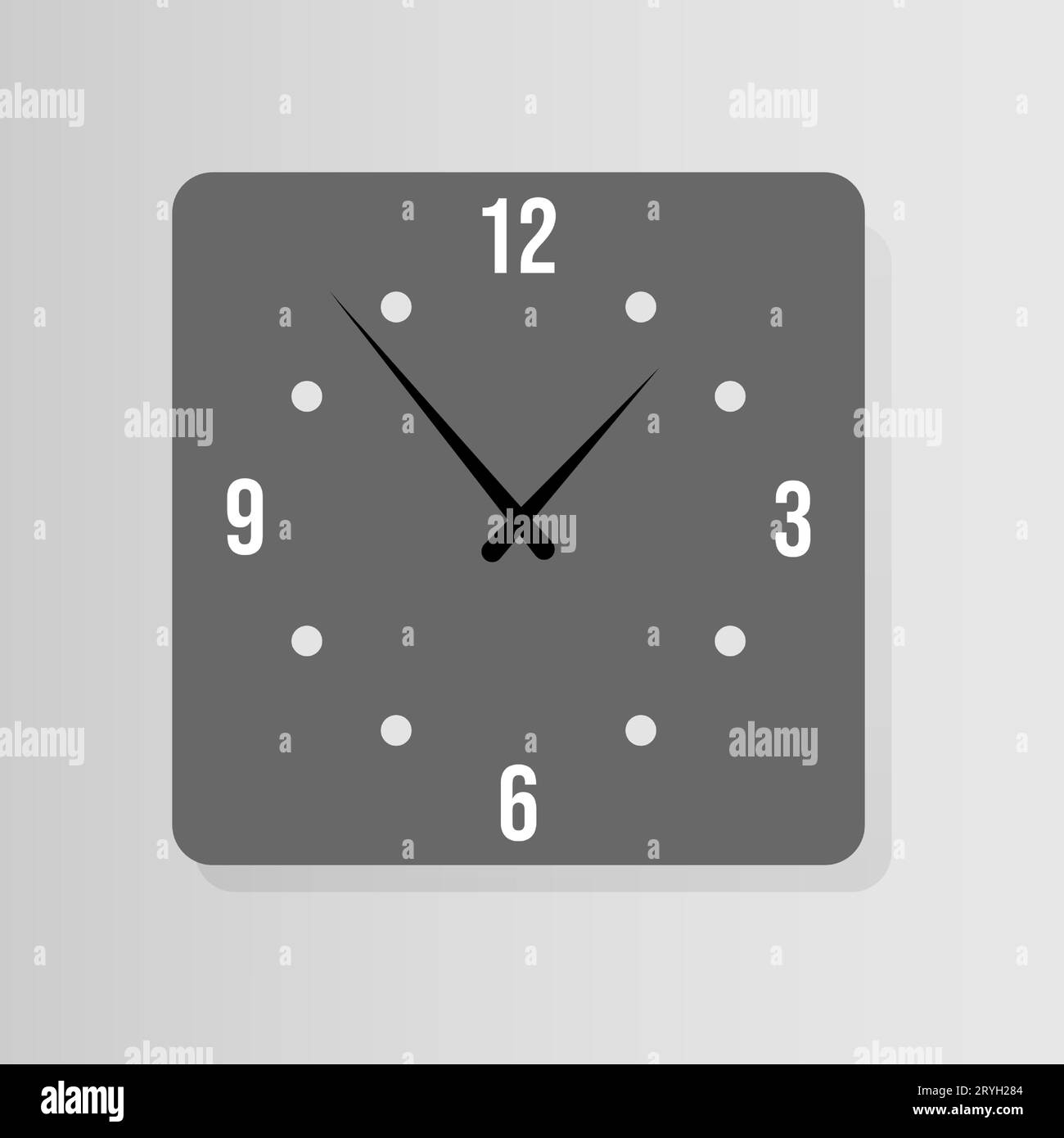 Square Clock Icon In Flat Style Timer On Color Background Design