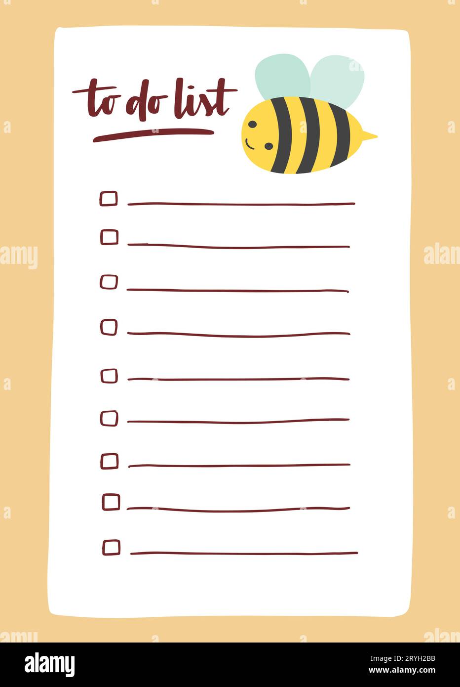 To do list template decorated by cute bee. Cute design of schedule ...