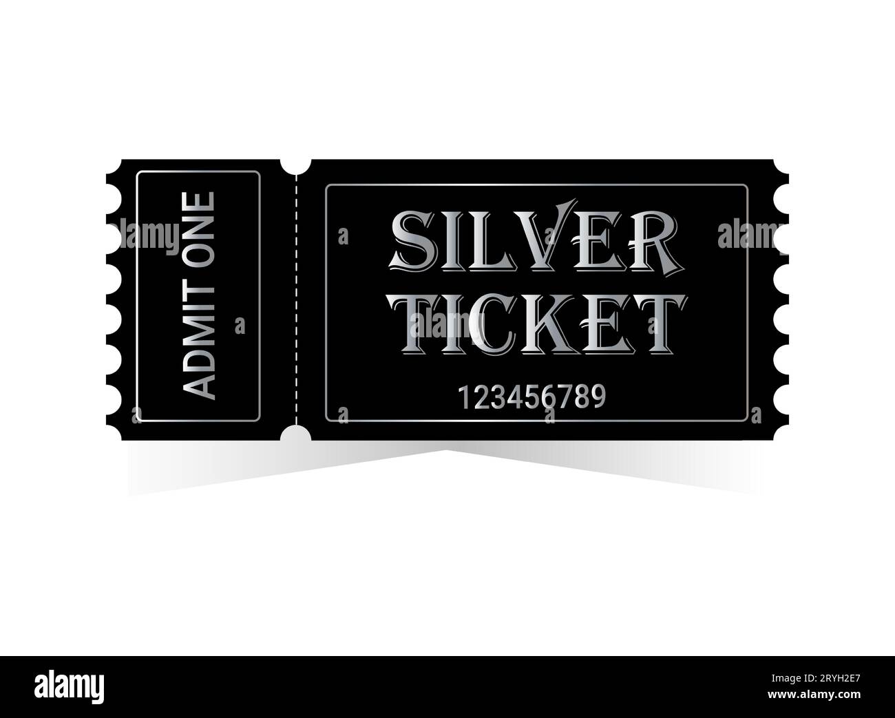 Silver ticket isolated on white background. Useful for any festival ...