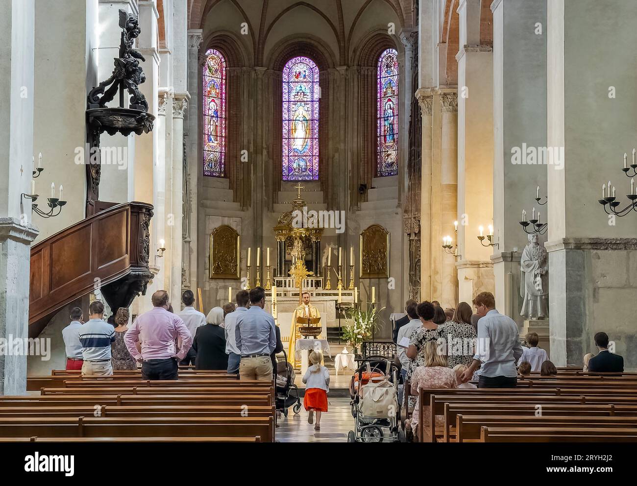 Catholic families gather in the Cathedral Notre-Dame de Grenoble for a ...