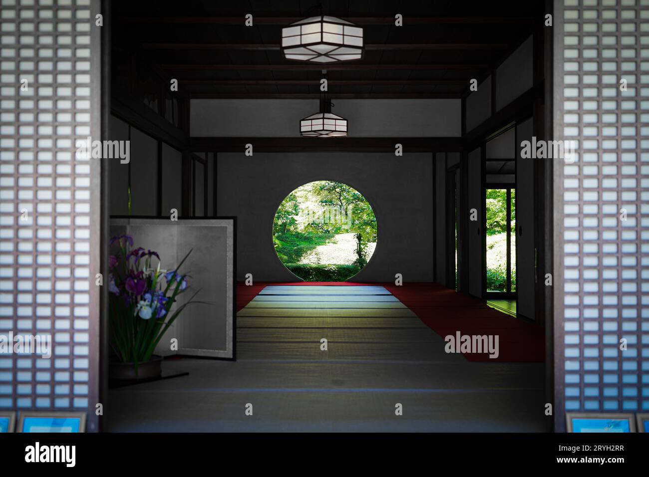 Japanese round window hi-res stock photography and images - Alamy