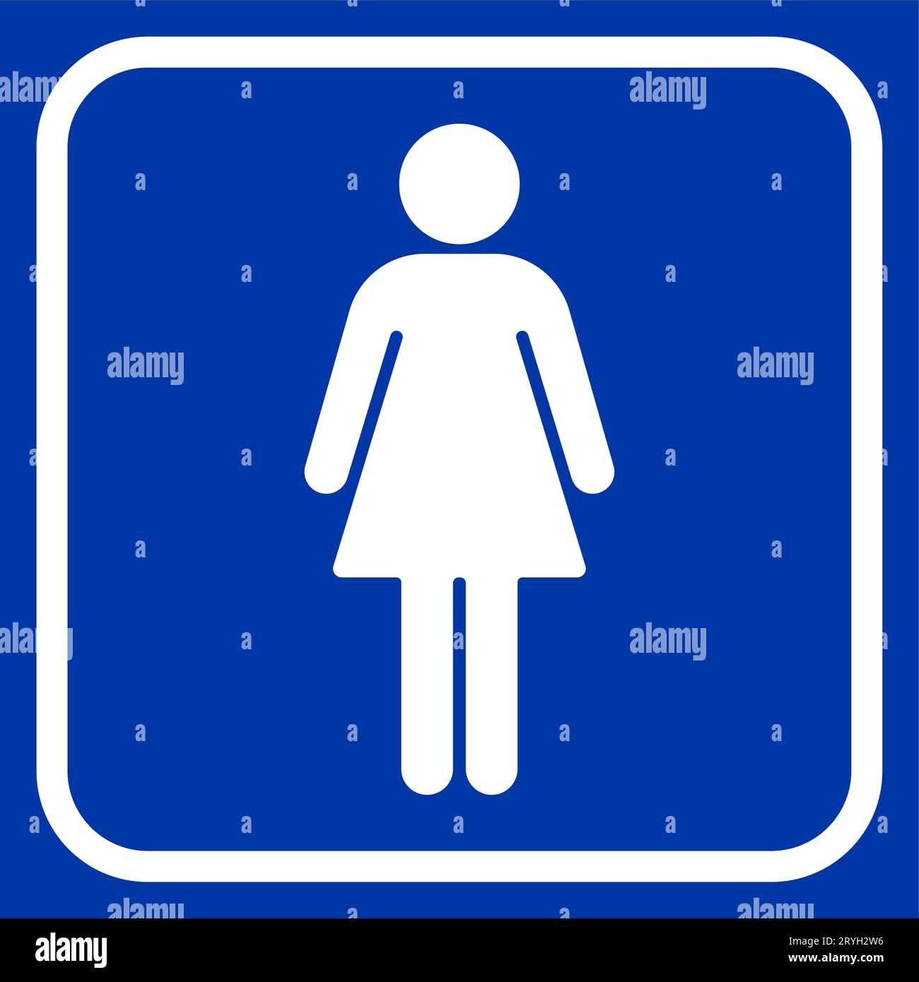 Woman line icon on blue background. Female symbol. Vector illustration ...