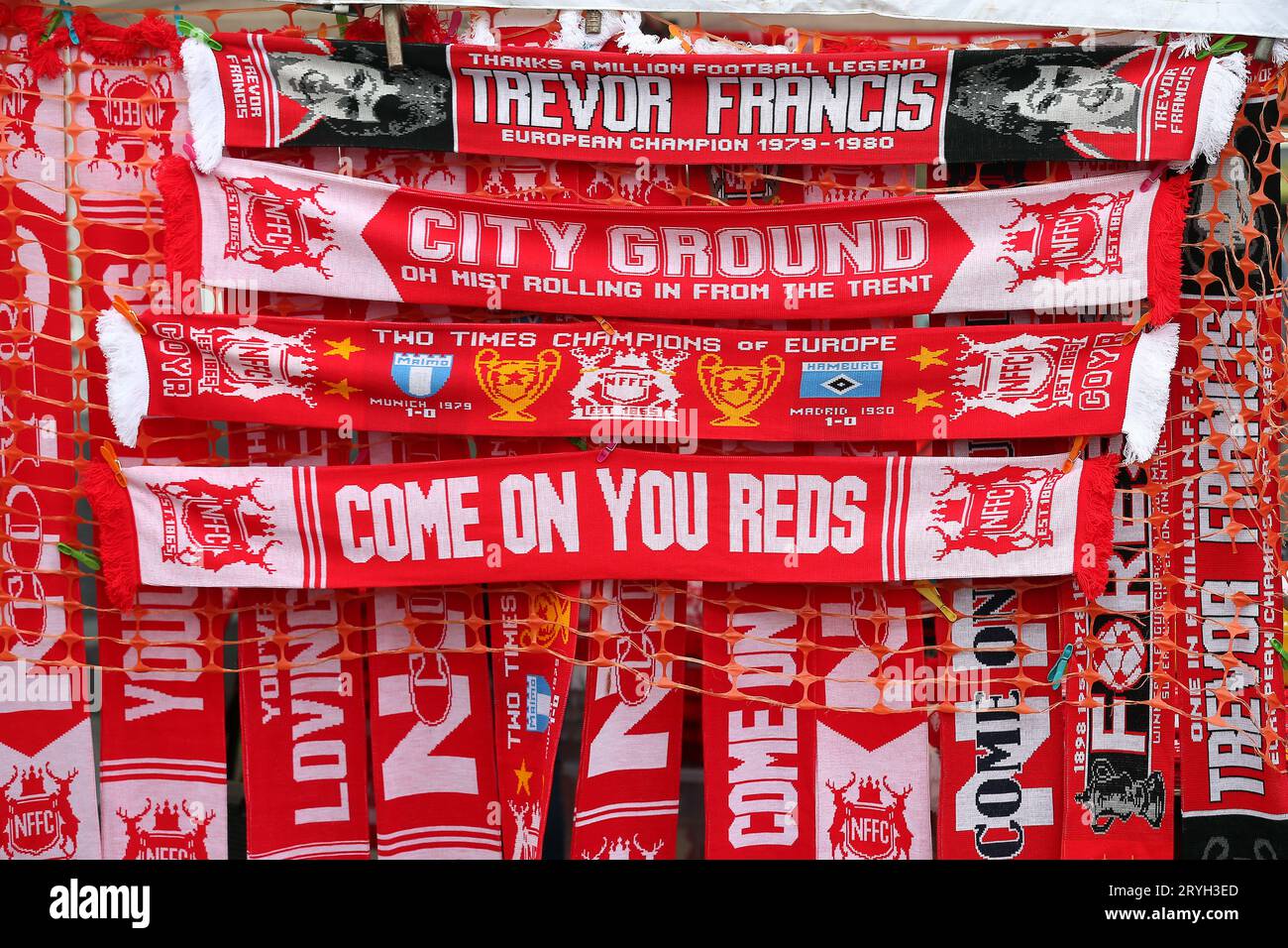 Nottingham Forest scarves for sale ahead of the Premier League match at ...