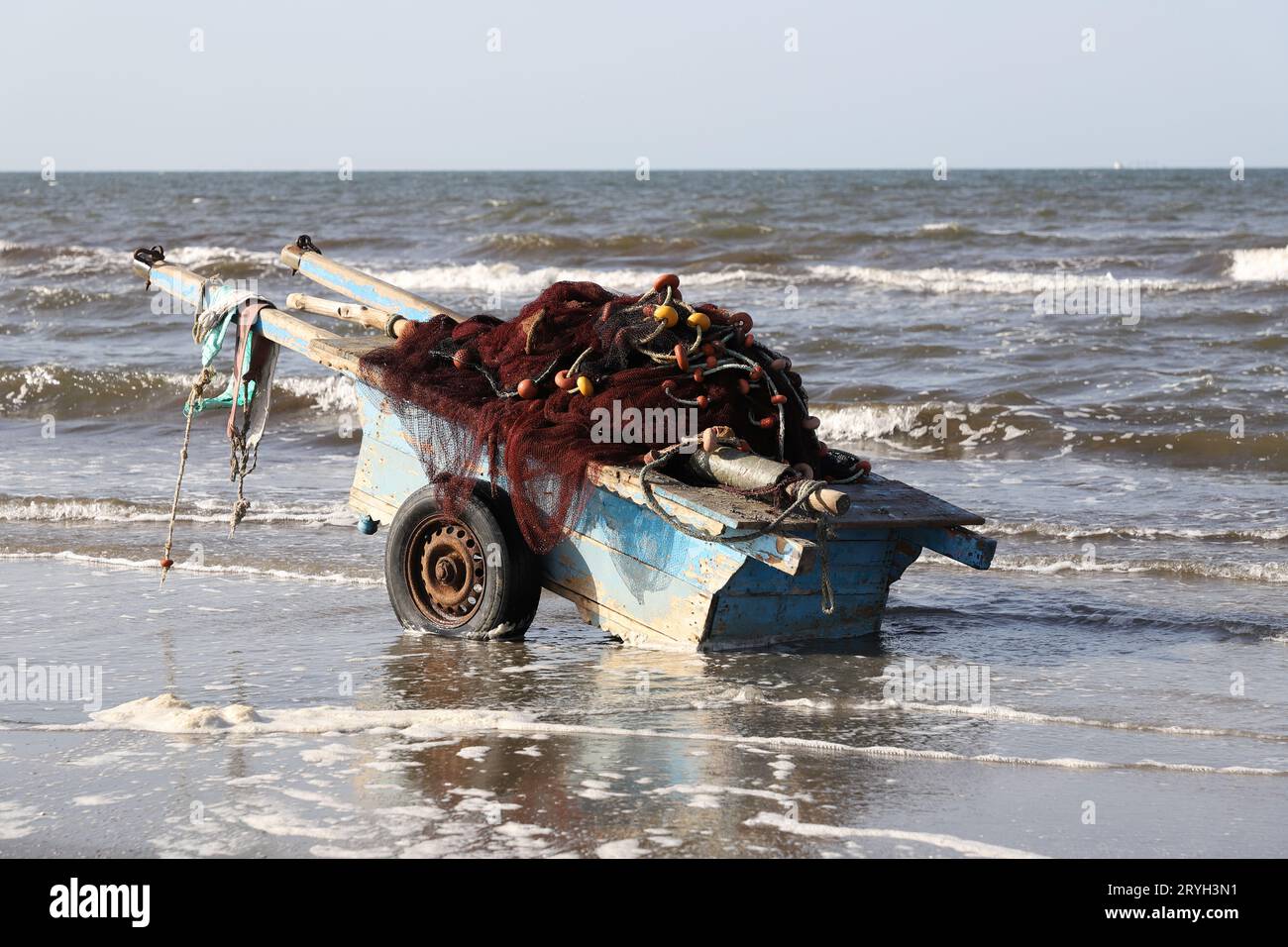 The Beach, Cart, and Net Stock Photo - Alamy