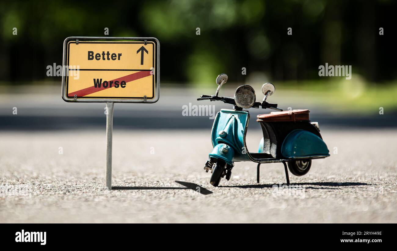 Street Sign Better versus Worse Stock Photo - Alamy