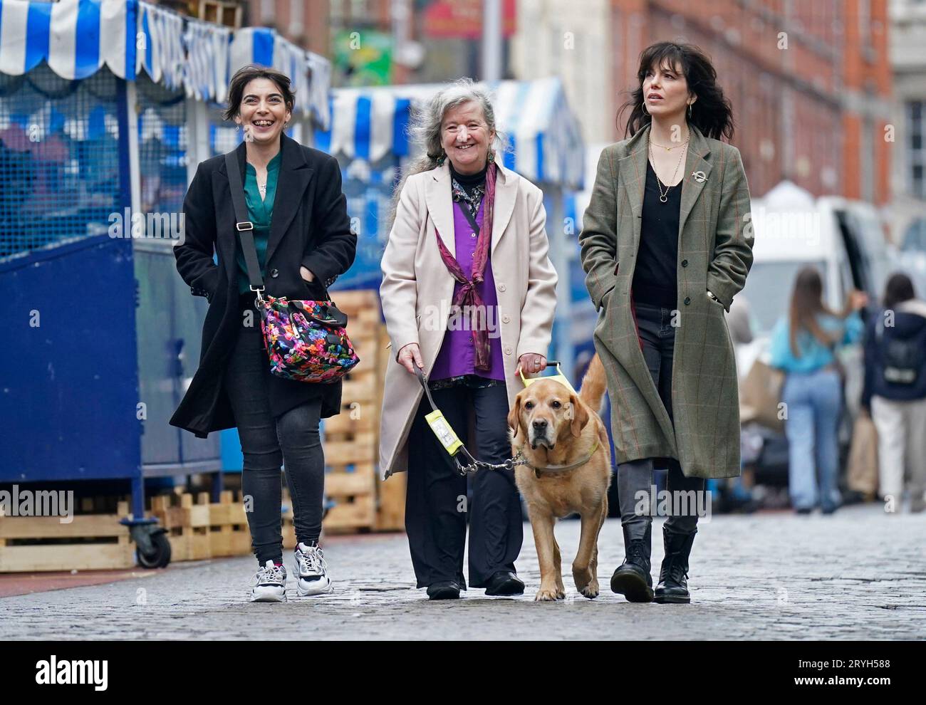 (left to right) Historian Liz Gillis, Honor O Brolchain, whose grand ...