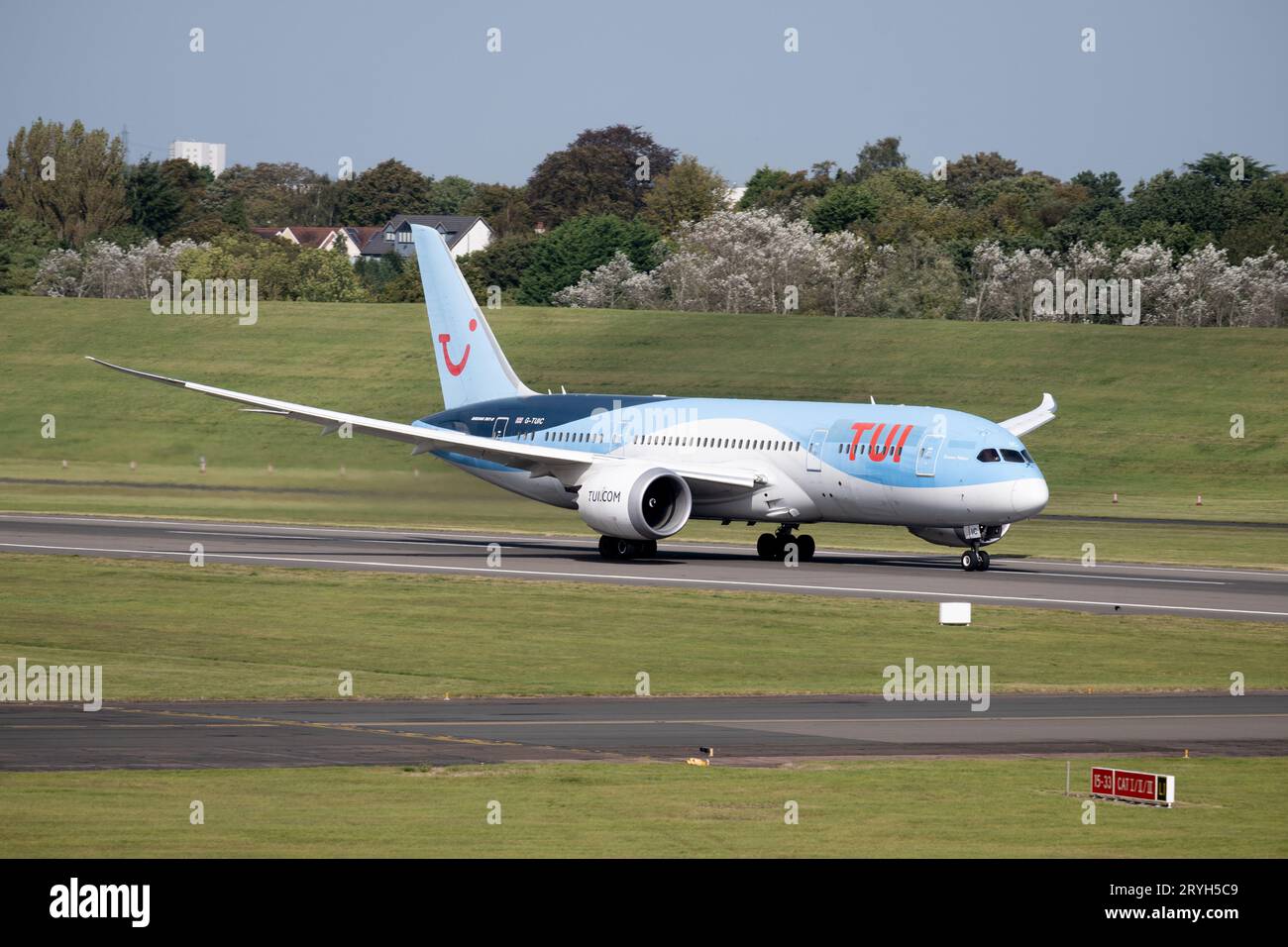 Tui Boeing 787-8 Dreamliner taking off at Birmingham Airport, UK (G ...