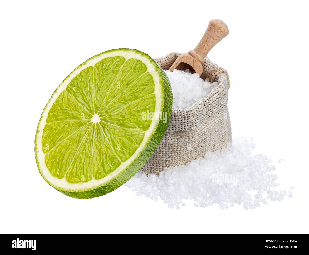 Lime slice with salt, margarita cocktail ingredient isolated on white ...