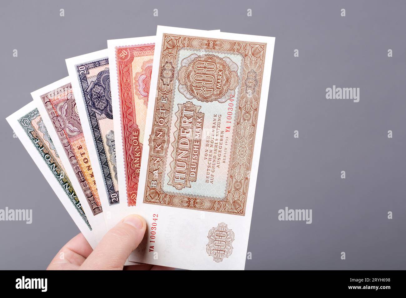 Old German money a business background Stock Photo - Alamy