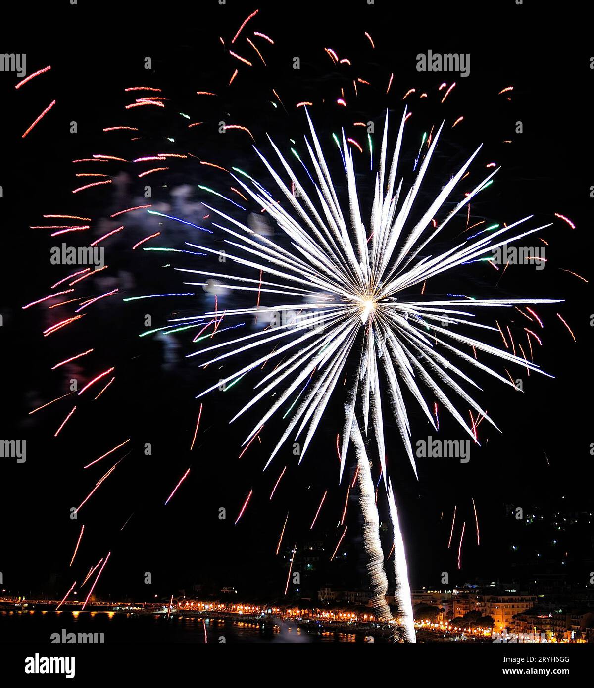 Fireworks on the sea Stock Photo - Alamy