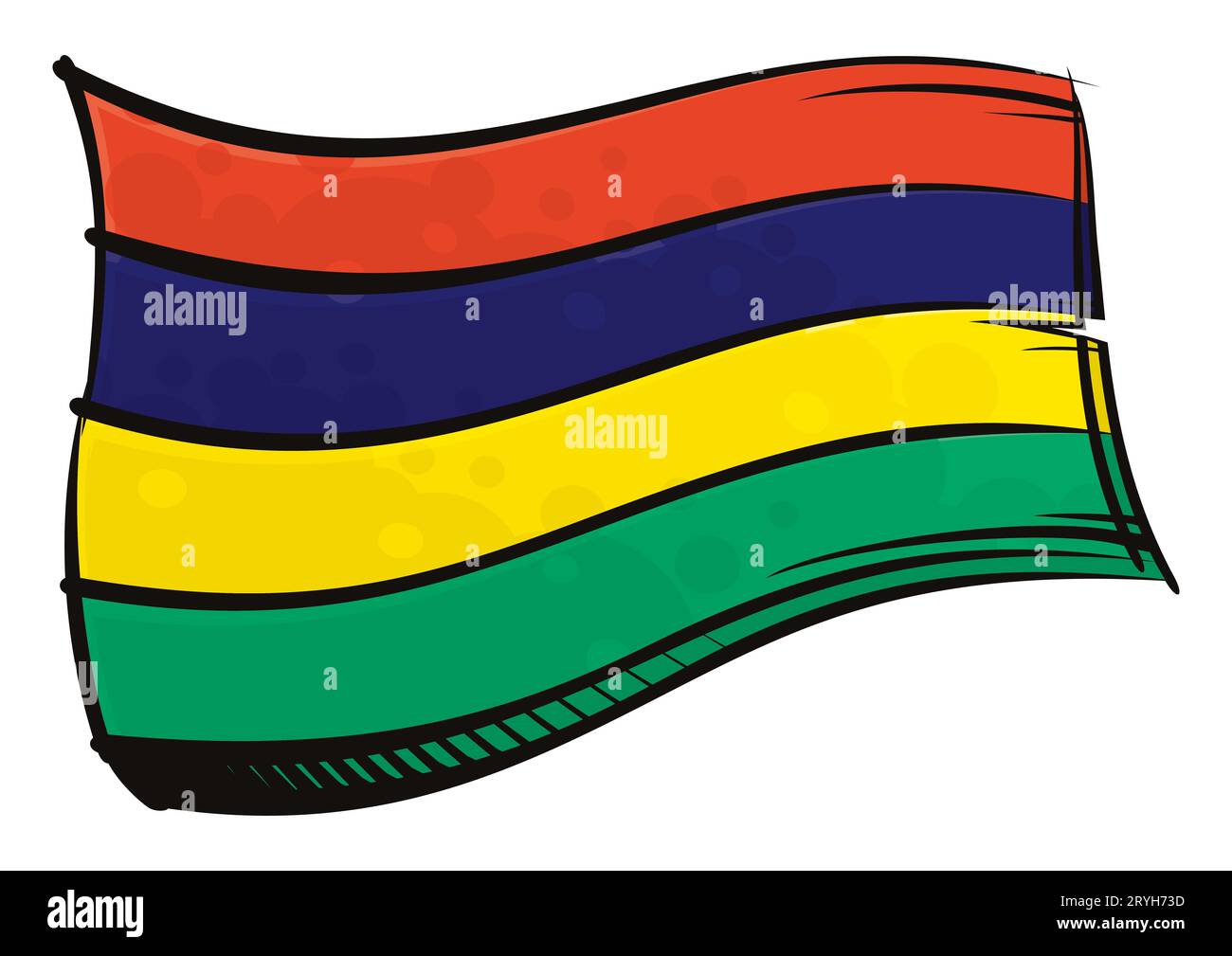 Republic of Mauritius national flag created in graffiti paint style ...