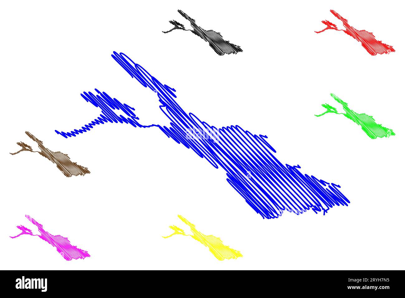 Lake Constance (Germany, Switzerland, Austria) map vector illustration ...