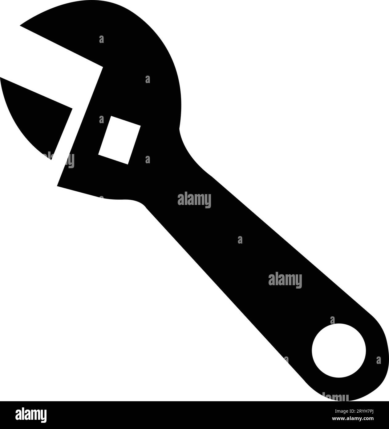 wrench tool icon. screw wrench Black flat. Repair service symbol Stock ...