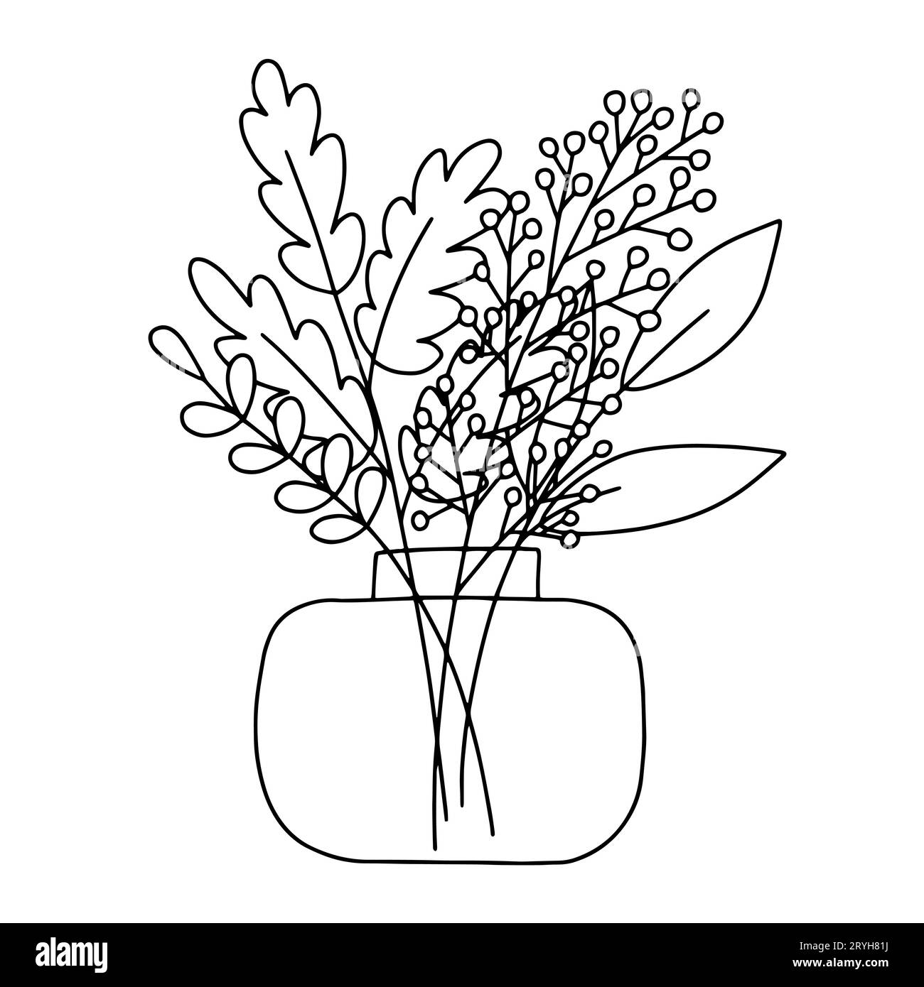 Autumn leaves seasonal template Black and White Stock Photos & Images ...