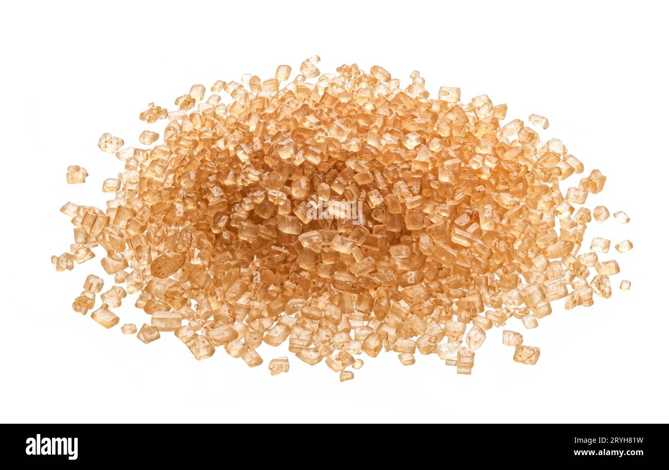Pile of cane sugar isolated on white background Stock Photo - Alamy