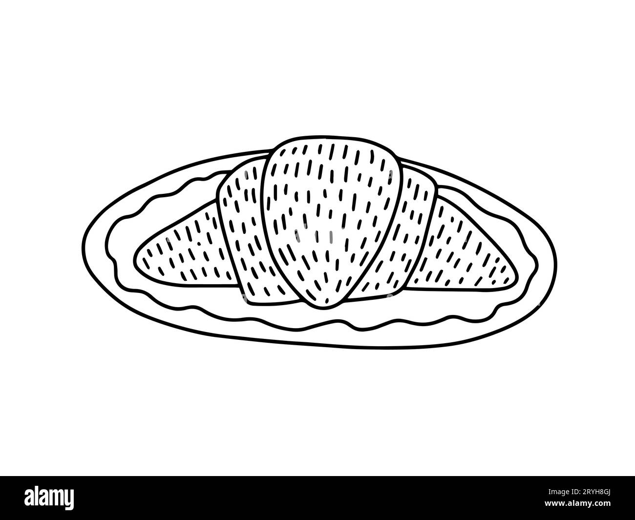 Plate delicious croissant on Black and White Stock Photos & Images - Alamy