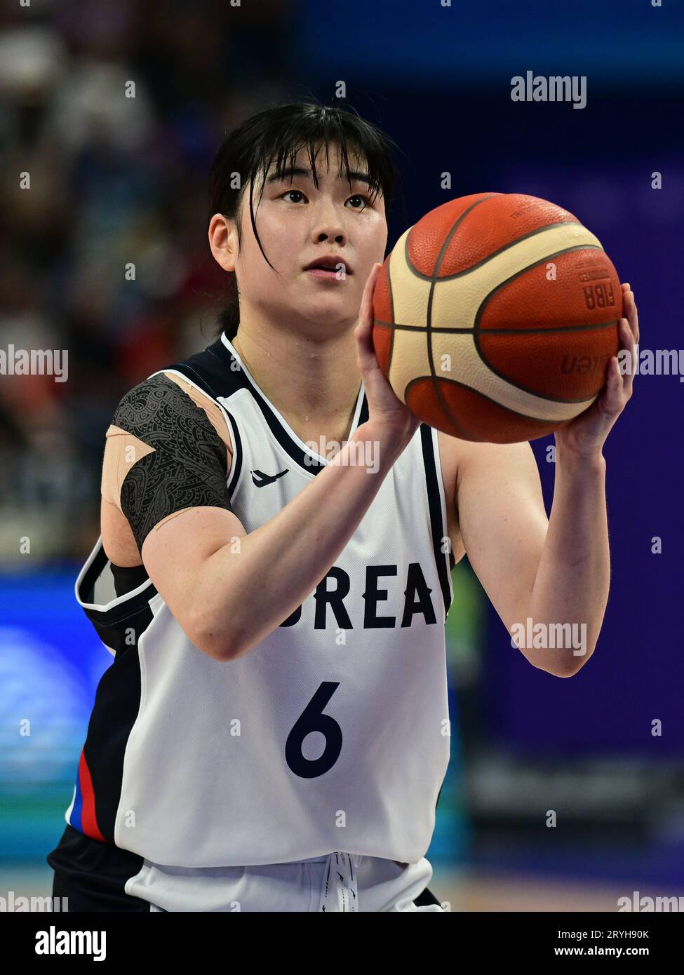 Hangzhou, China. 01st Oct, 2023. Sohee Lee of the Korea women basketball team is seen in action ...