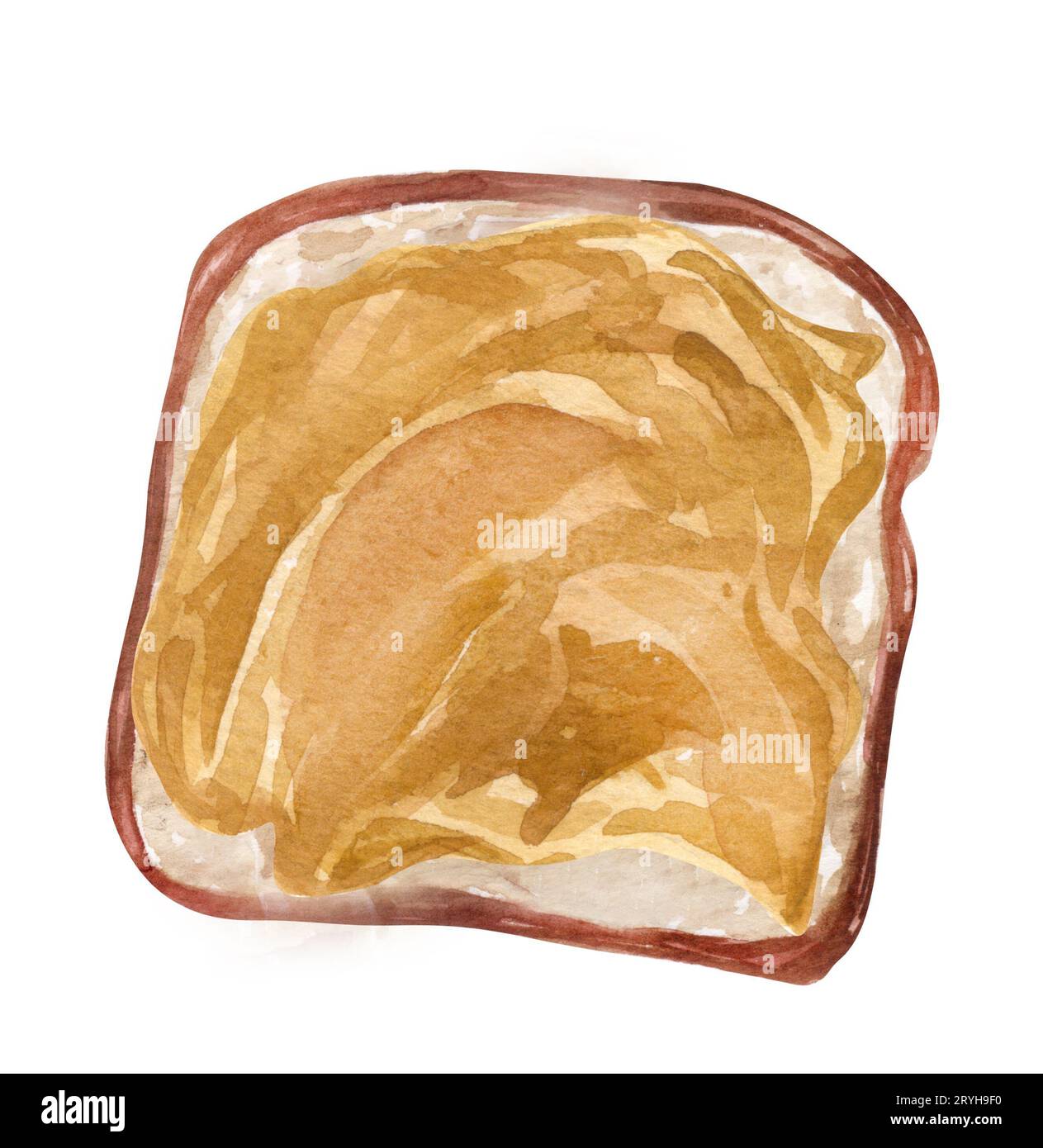 Watercolor Breakfast basic French toast with peanut butter Stock Photo ...