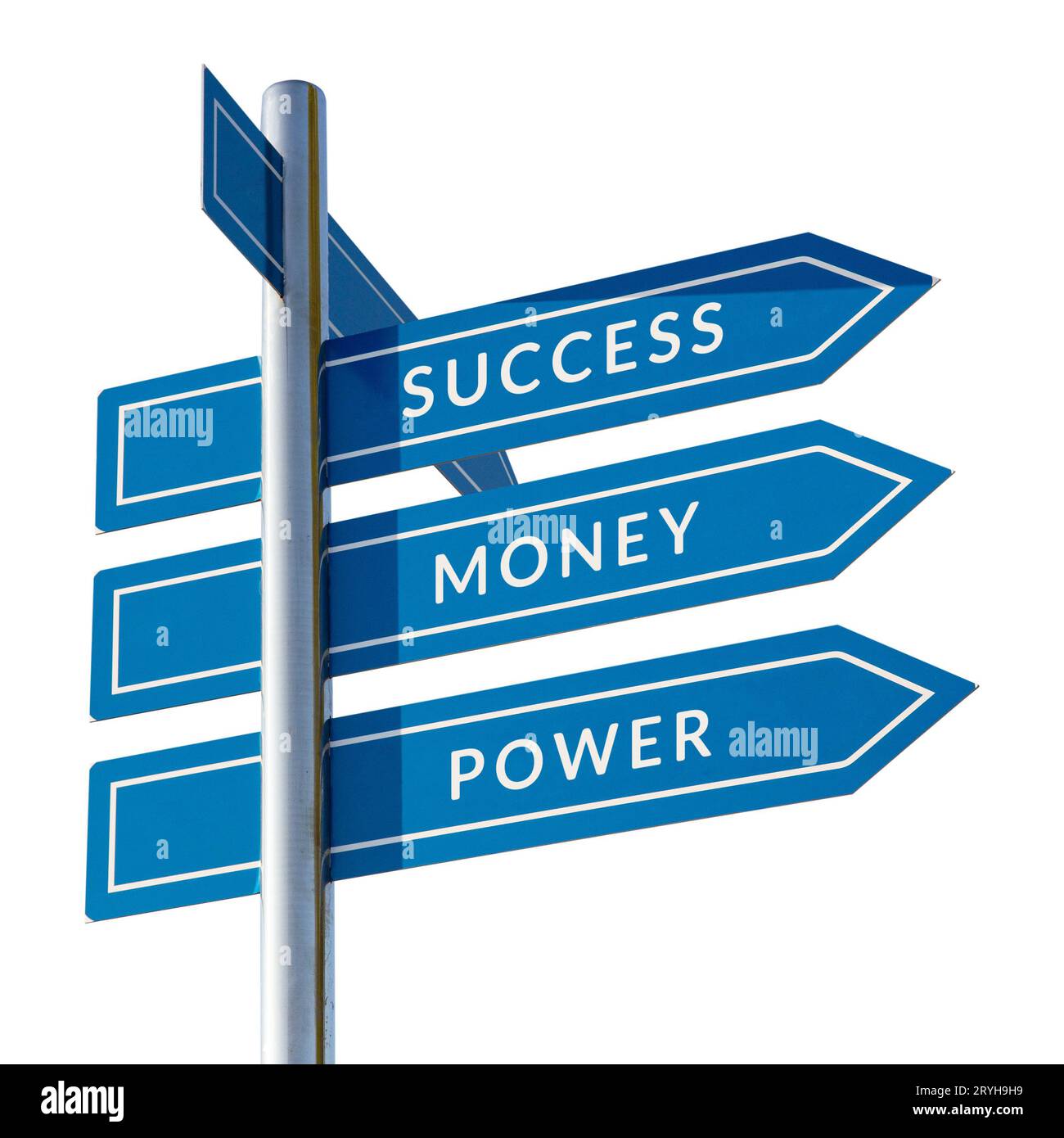 Success Money Power message on signpost isolated on white background ... Success Money Power message on signpost isolated on white background ...