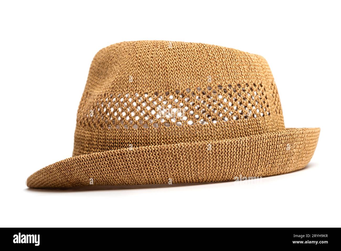 Shot straw hat on Cut Out Stock Images & Pictures - Alamy