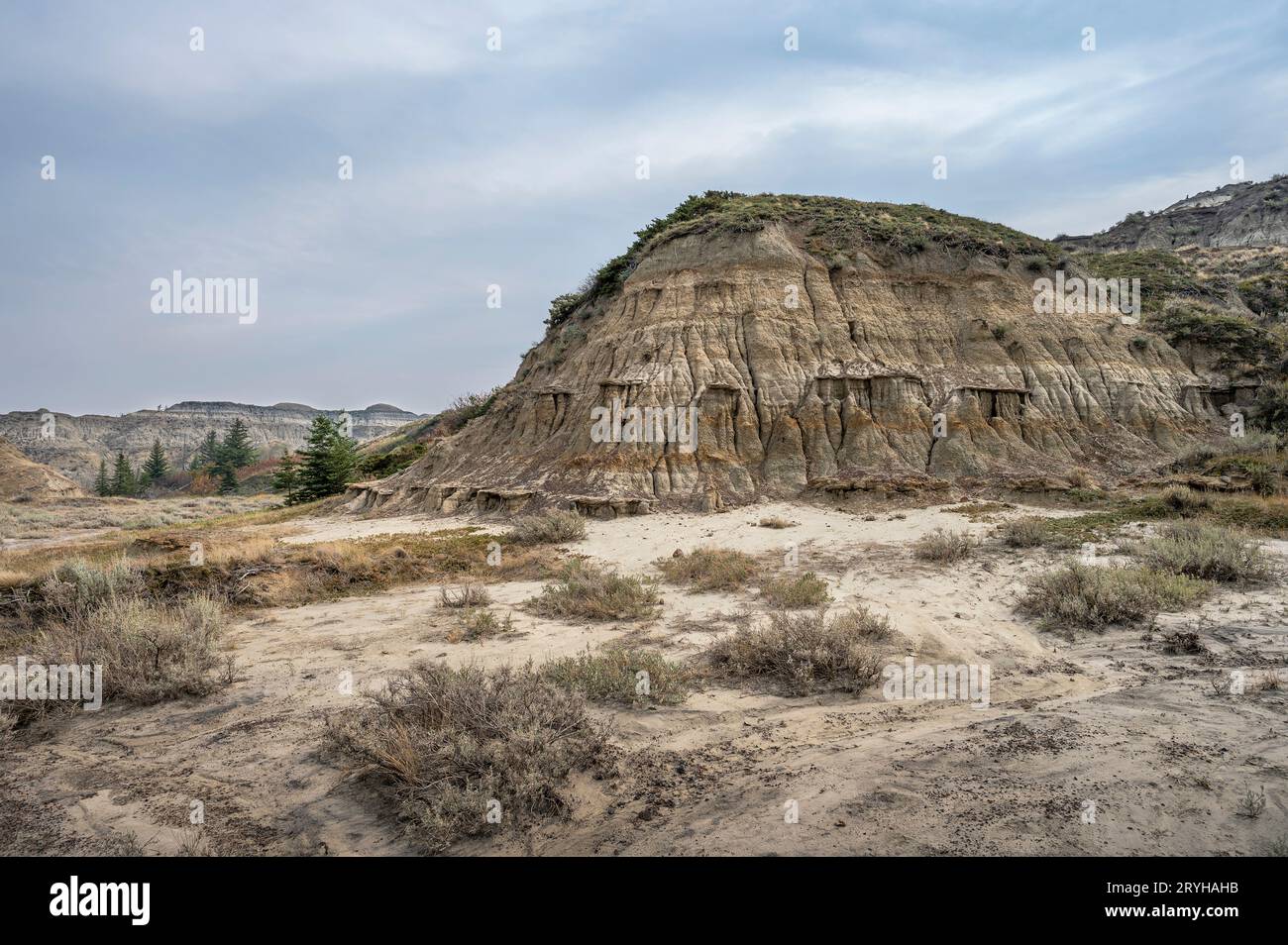 Eroded hill in the badlands of Horseshoe Canyon near Drumheller ...