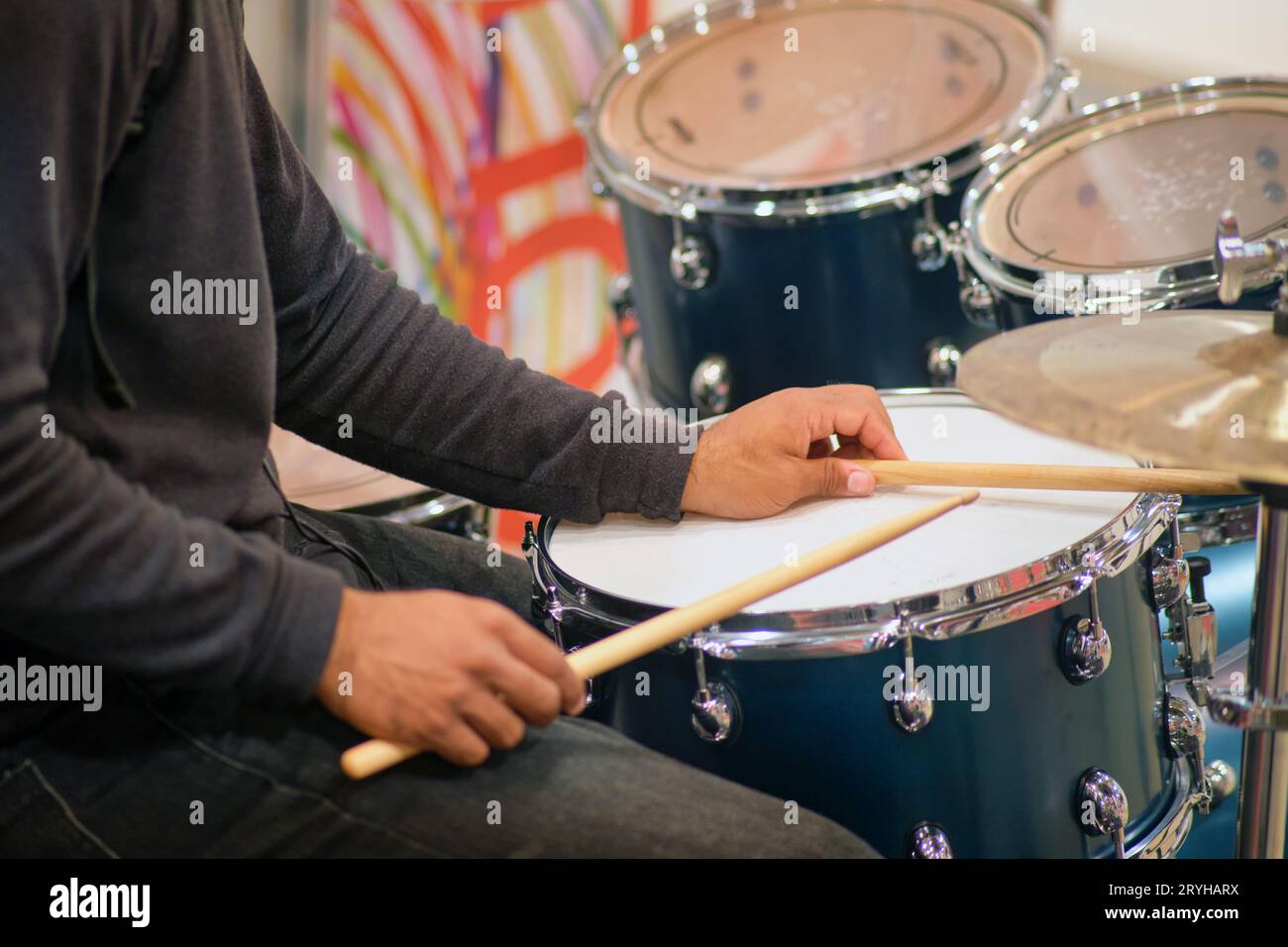 Close up young male drummer hi-res stock photography and images - Alamy