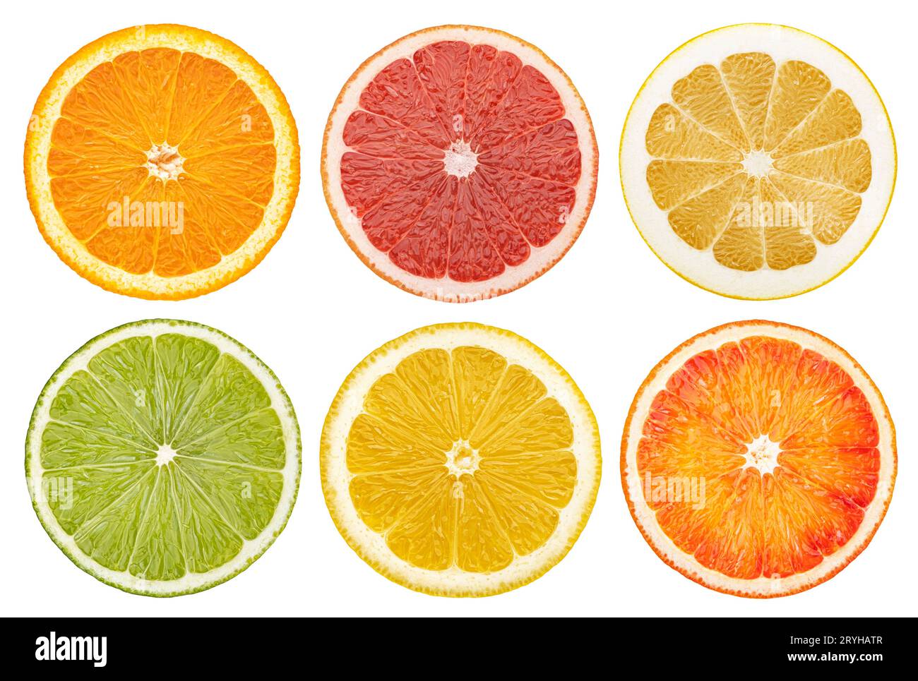 Citrus fruit slices isolated on white background with clipping path Stock Photo - Alamy
