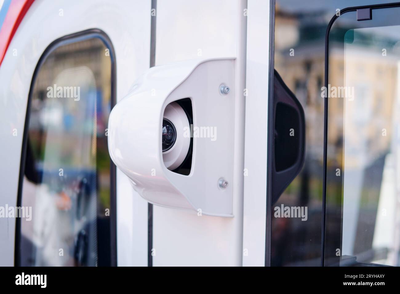 The train has installed CCTV cameras outside the train car doors to ...