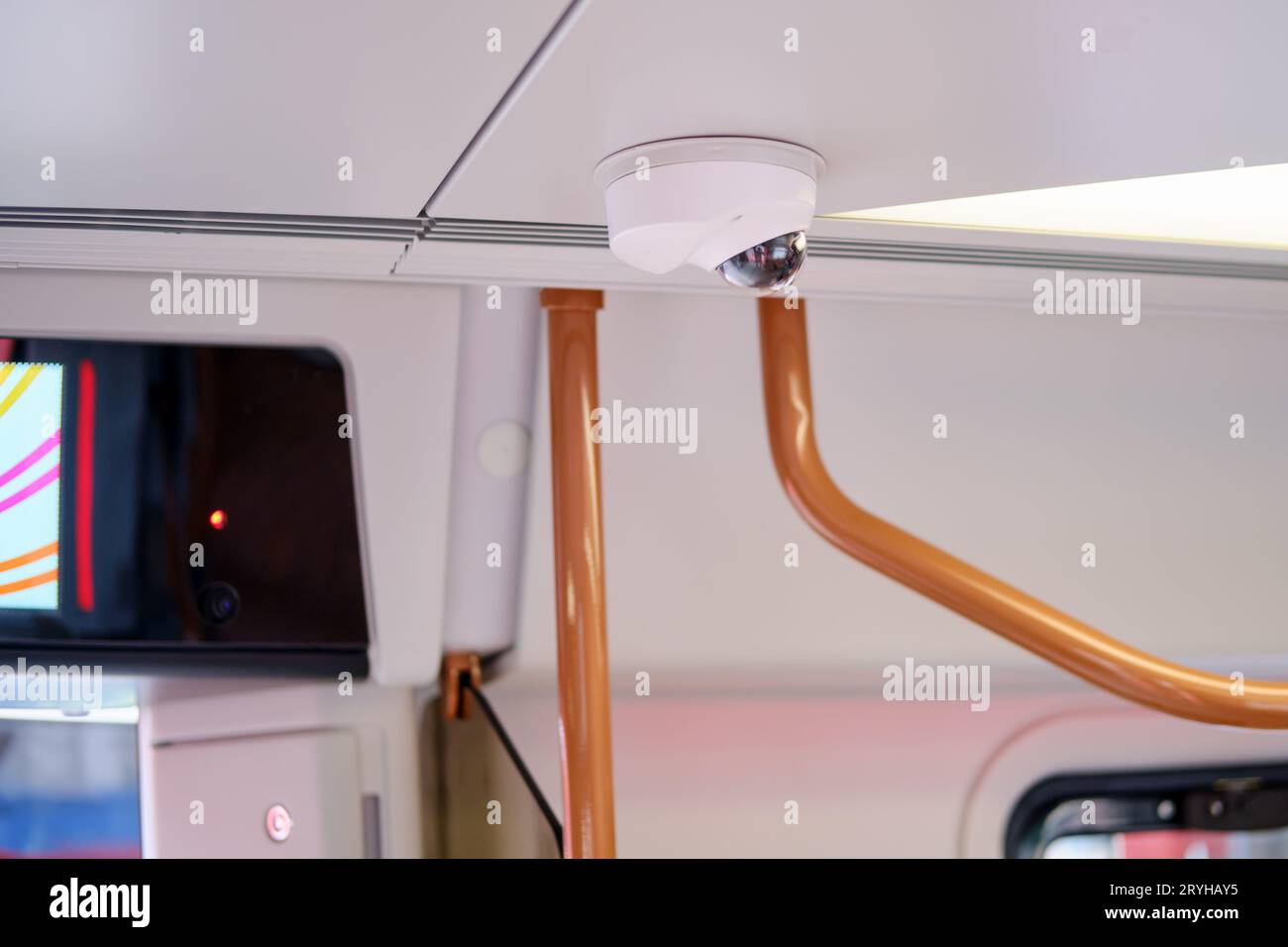 The security guard uses the CCTV camera system to control and monitor ...