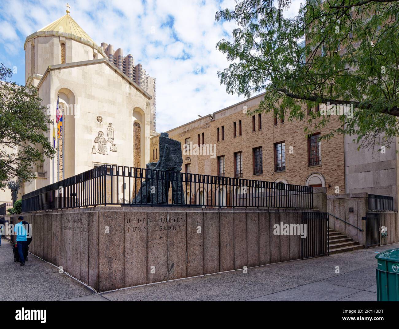 Gold-domed St. Vartan Armenian Apostolic Cathedral rises from a raised ...