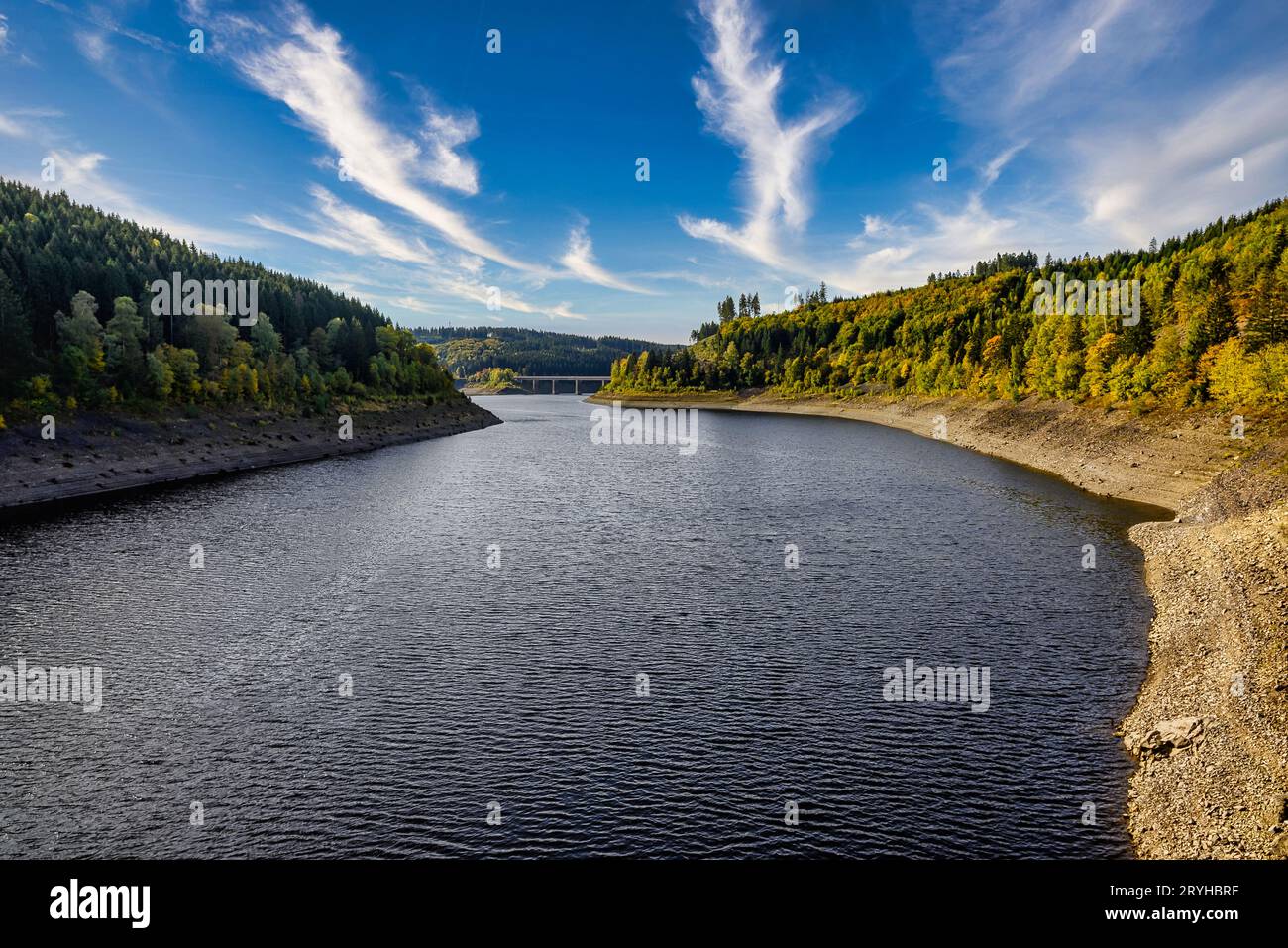 Water stream in Okertalsperre dam in the Harz Mountains in the Goslar ...