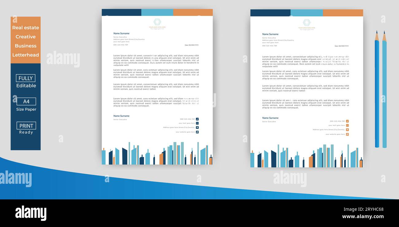 Real Estate Letterhead Design Wavy Real Estate Letterhead