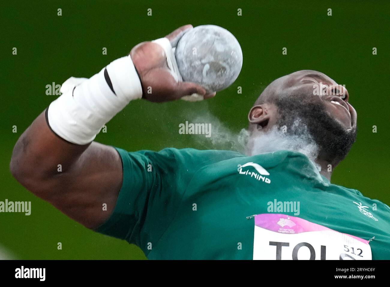 Saudi Arabia's Mohamed Daouda A Tolo competes during the men's shot put ...