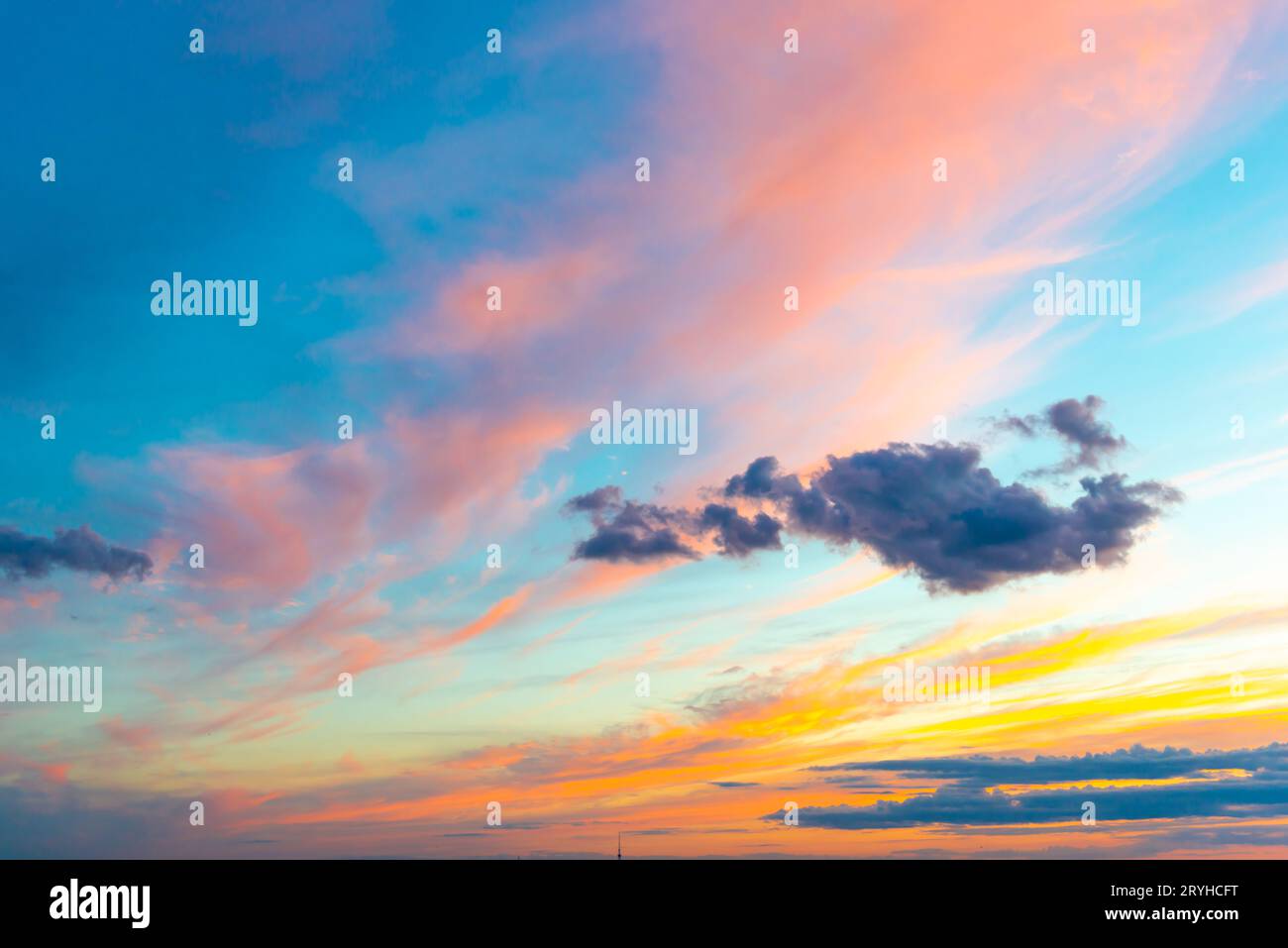 Sunset sky with sunset clouds Stock Photo - Alamy