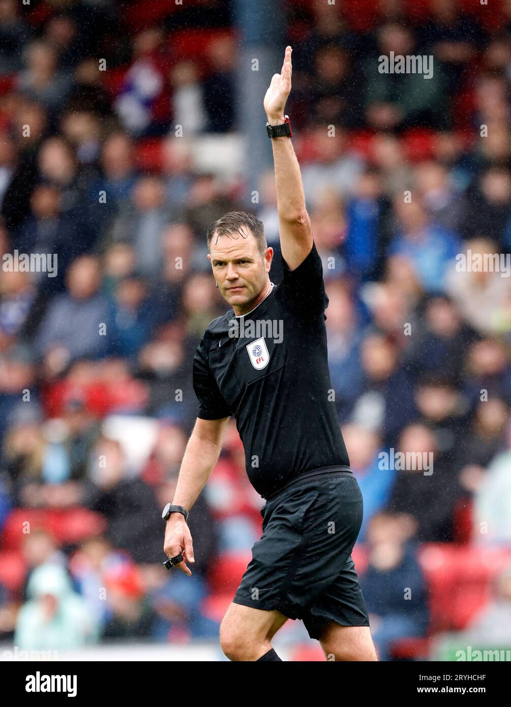 Referee James Linington during the Sky Bet Championship match at Ewood ...