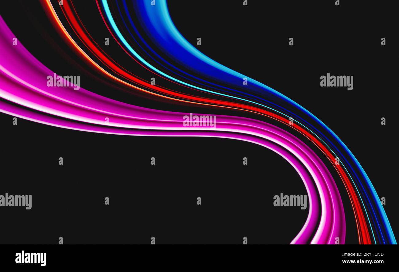 Colors wave on dark background, abstract 3d neon colors flow, black ...